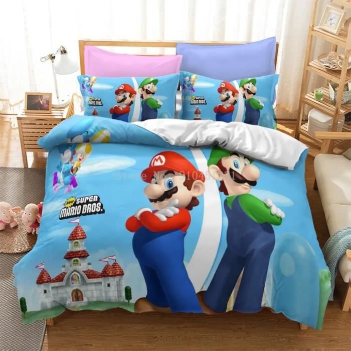 Verser6 - AU Double (3PC) - Parure de lit 3D Super Mario pour enfants ...