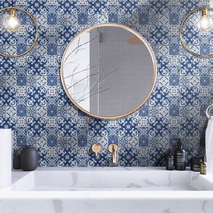 Stickers Carrelage Cuisine 15X15 Marine Carrelage Adhesif Mural Cuisine ...