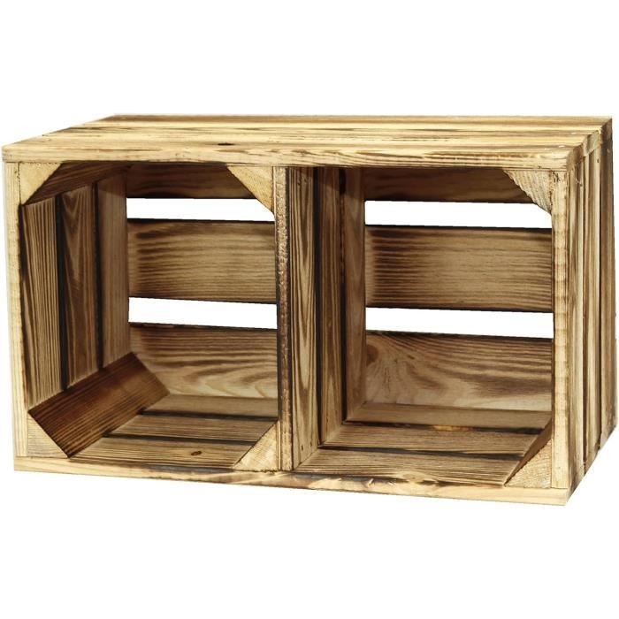 Caisse En Bois Flammé Avec Étagère, Boîte Multifonctionnelle, Caisses En Bois, Étagère, Caisses ...