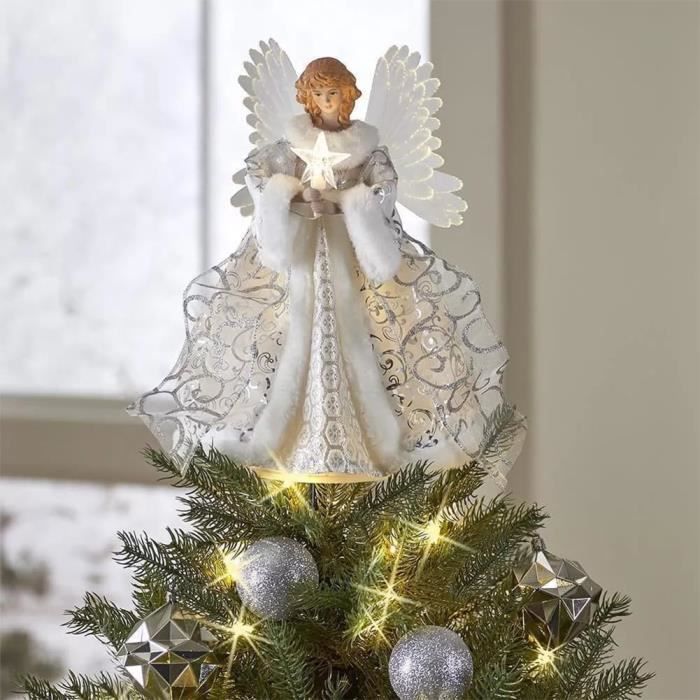 Topper de Sapin de Noël en Acrylique, Pointe de Sapin Ange Lumineuse ...