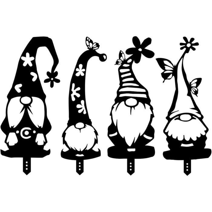 Gnomes Noirs, Décoratifs Nains Piquets Jardin - Réutilisable Art Nain ...