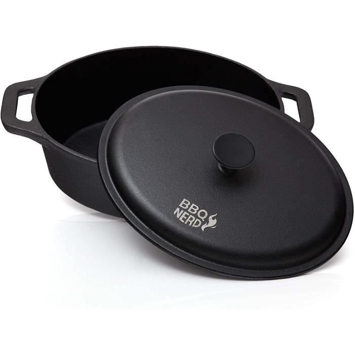 Cocotte avec couvercle (ovale, 33 x 26 cm) en fonte 6,4 l | Marmite en ...