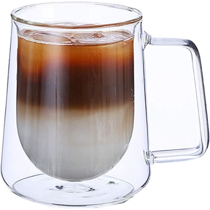 BEY-Verres à Café à Double Paroi Tasses Cappuccino Latte Macchiato Verres Tasses avec Poignée ...