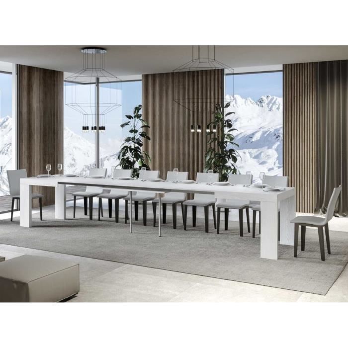 Table rectangulaire extensible 6 à 20 personnes L 160 à 420 cm blanche ...