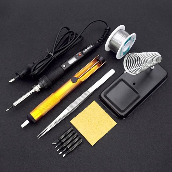 Poste a souder,1 Kit de fer à souder électrique avec écran LCD 220V 80W,température réglable ...