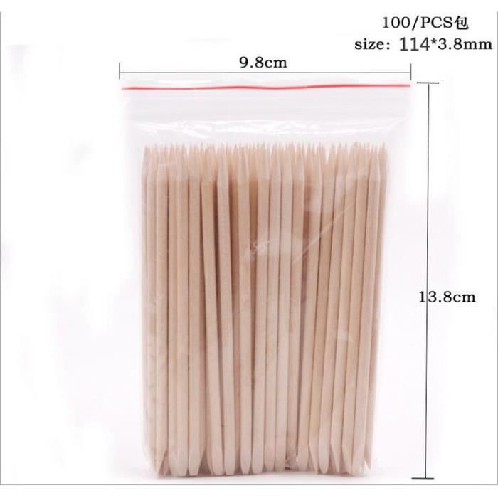 Mini bâtonnets à cuticules en bois Orange, 50/100 pièces, outil de ...