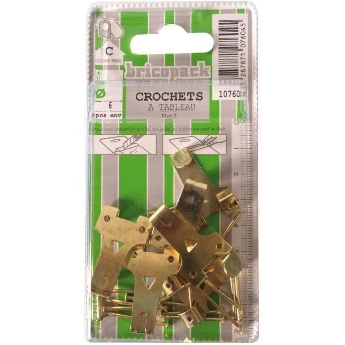 BRICOPACK - Crochet à tableau N°3 blister de 6 pièces - Cdiscount Bricolage