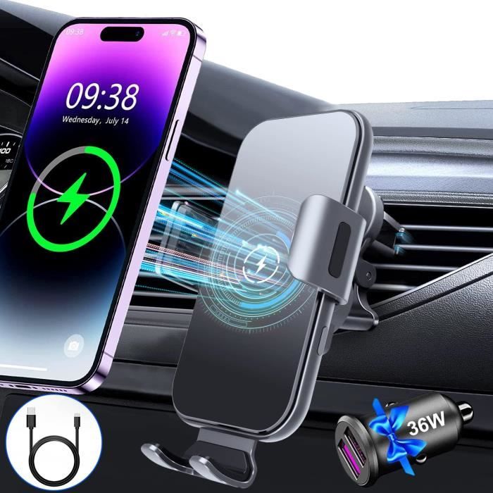 15W Qi Chargeur Induction Voiture Avec 36W Rapid Adaptateur Chargeur Qc 3.0, Support Telephone ...