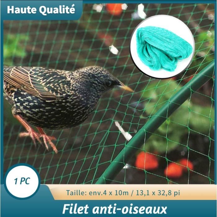 Filet de protection pour oiseaux - FDIT - 4 x 10m - Blanc - Matériau de haute qualité ...