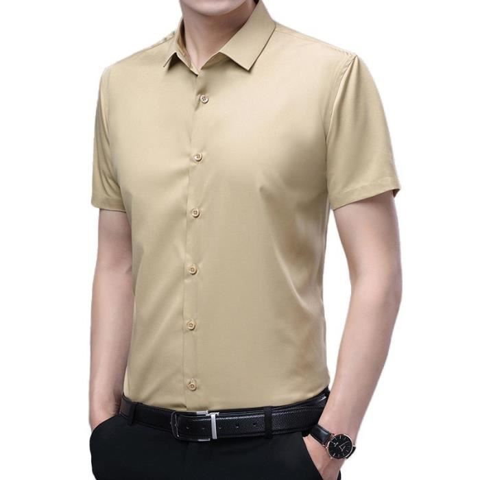 Chemise Homme Slim Fit Manches Courtes Chemisette Stretch Elegante Ete ...