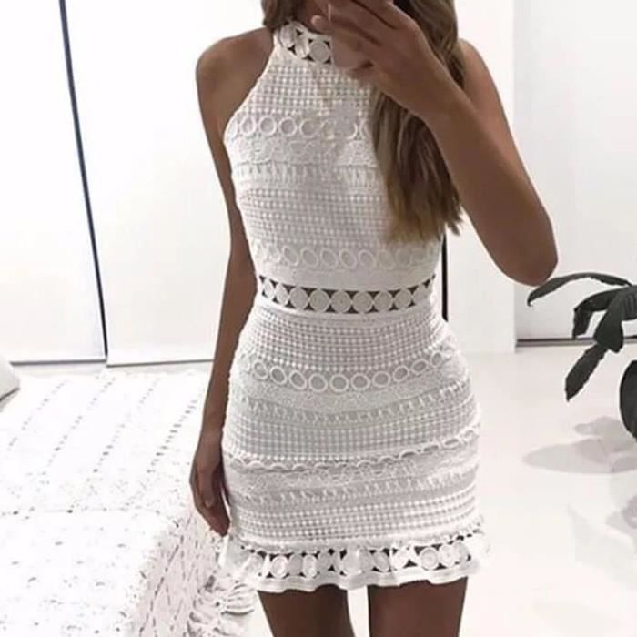 ROBE Robe corporelle extensible en dentelle de crochet charmante pure ...