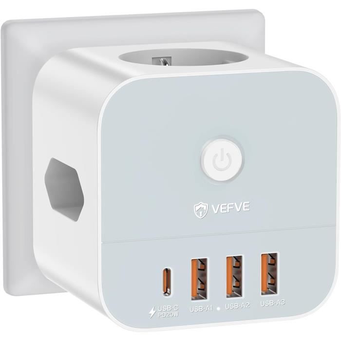 Prise Multiple Sans Câble, Barrette D'Alimentation Cube 7 En 1 ...