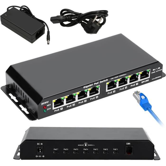 Kratos Switch Poe, 7 X Gigabit Poe, 1 X Uplink Rj45, Bloc D ...