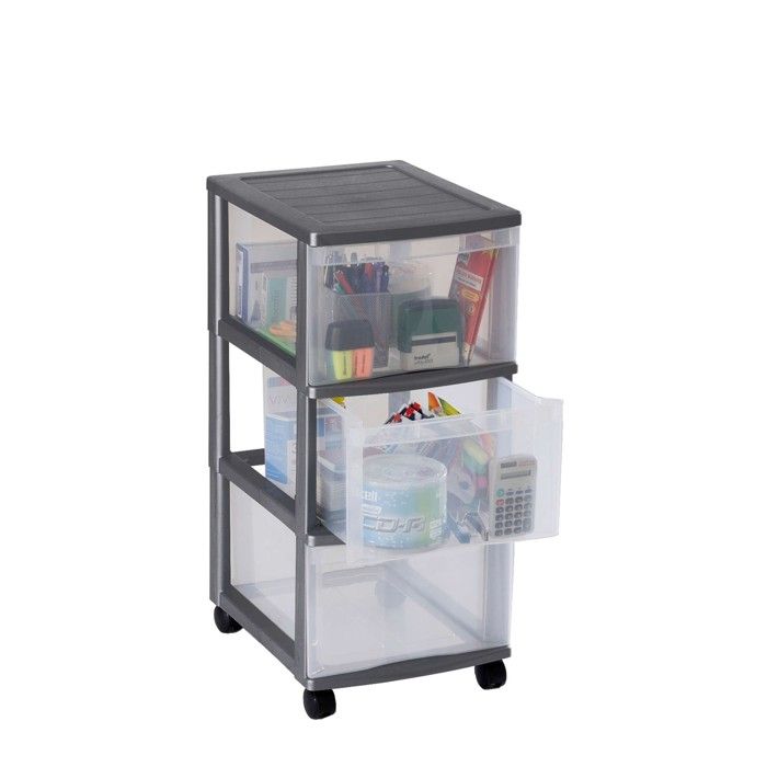 Tour de rangement avec roues Sundis OPTIMO 3 tiroirs - gris - Cdiscount ...