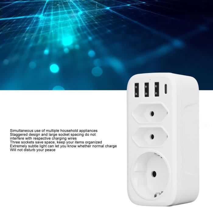 Prise 7 en 1 prise multiple Prise Multiple 7 en 1 Triple Adaptateur 3 ...
