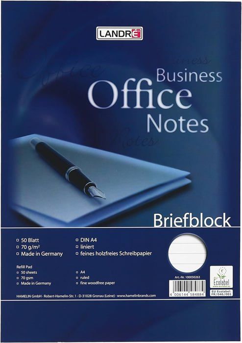 Lettre Bloc Office, A4, 50 feuilles, blanches, 70 g/m², lot de 10 ...