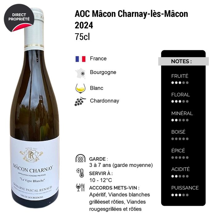 Domaine Pascal Renaud Mâcon Charnay-lès-Mâcon La Vigne Blanche 2024 ...
