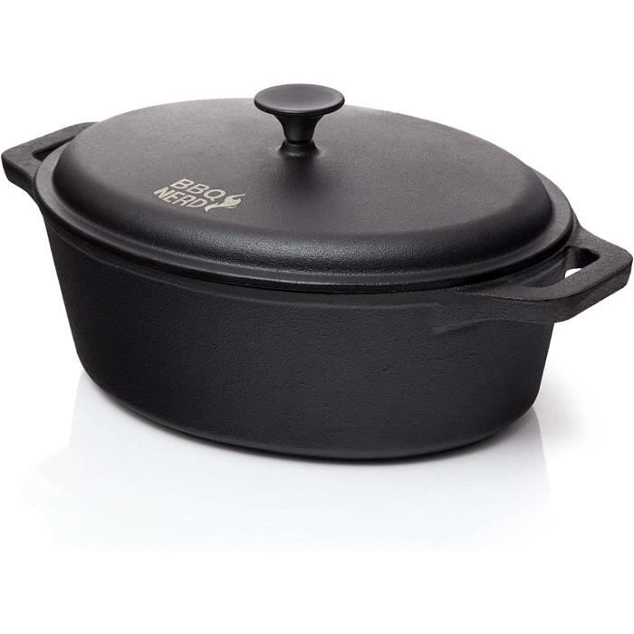 Cocotte avec couvercle (ovale, 33 x 26 cm) en fonte 6,4 l | Marmite en ...