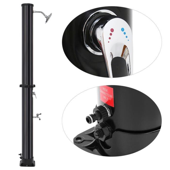 Colonne de douche - KEKEDA - 35L douche solaire - Noir Ronde Verticale ...