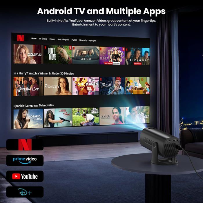 Mini Projector 4K 1080P Projector with Modes Stars WiFi6 y Bluetooth ...