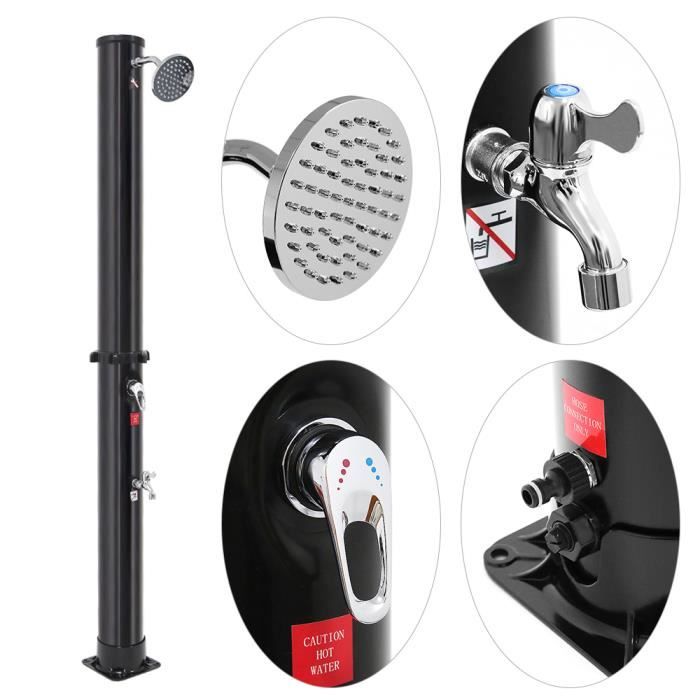 Colonne de douche - KEKEDA - 35L douche solaire - Noir Ronde Verticale ...