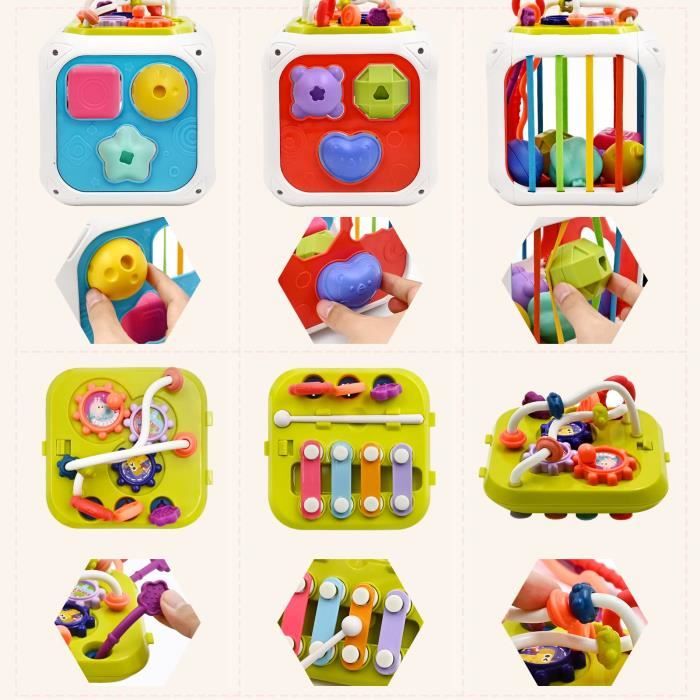 Jeux de Bébé Montessori - BLEOSAN - Cube Souple - 7 activités ...
