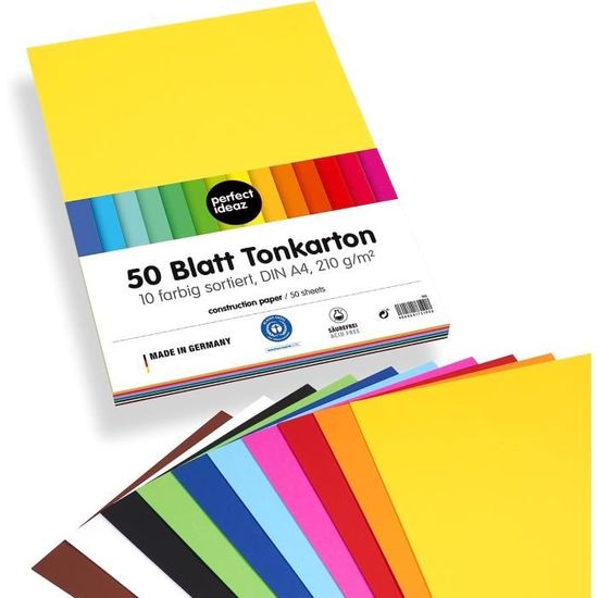 50 feuilles de papier cartonné A4, carton de bricolage, teinté dans la ...