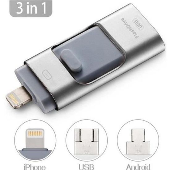 Clé USB pour iPhone 32 Go Clef USB 3-en-1 OTG USB 30 Cle USB Cryptée ...