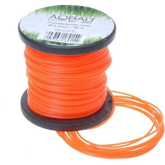 Fil de coupe rond - 2,4 mm x 90 m - Fil de rechange pour coupe-bordure - Fil en nylon - Pour ...