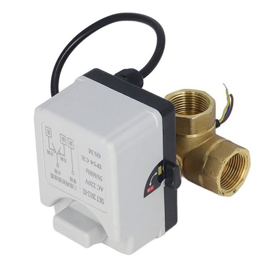 Vanne à boisseau sphérique DN20 3 voies 3 fils 2 contrôle en laiton vanne à boisseau sphérique ...