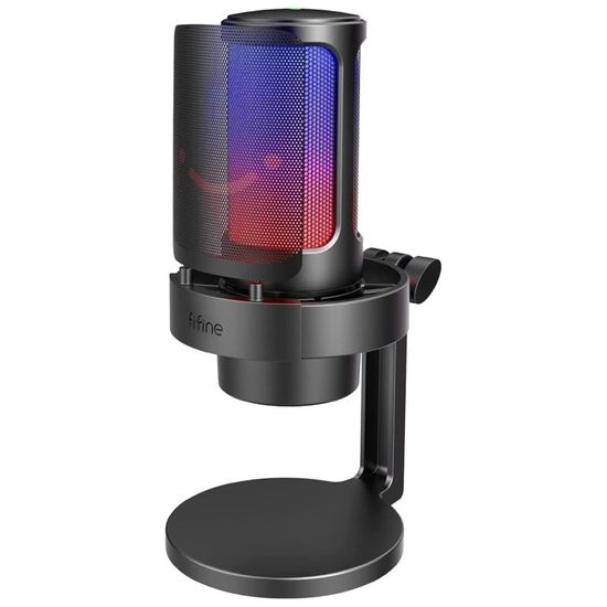 FIFINE USB Microphone Gaming, Micro Gamer RGB microphone pc usb, Idéal ...
