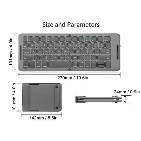 Minifinker Clavier portable sans fil Clavier sans fil pliable 65 ...