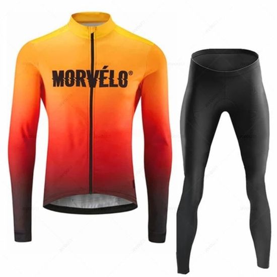 Combinaison de cyclisme respirante à manches longues pour homme - Morvelo - VTT - Orange ...