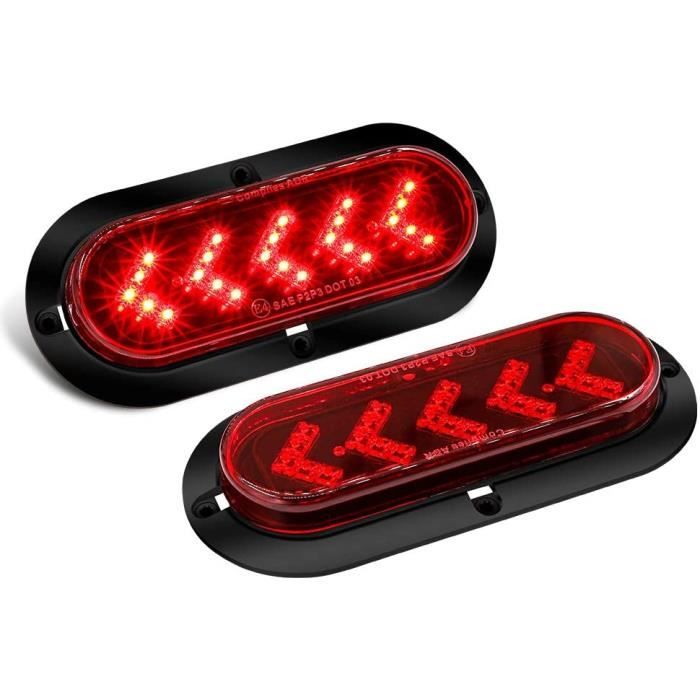 2PCS Ovale Feu d'arrêt de Camion Rouge, Universel 12V Feux de Freinage ...