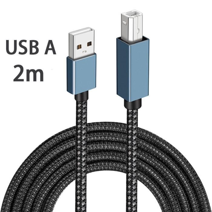 Couleur USB A 2M Câble d'imprimante tressé USB C A vers USB B 2.0 ...