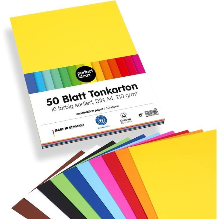 50 feuilles de papier cartonné A4, carton de bricolage, teinté dans la ...