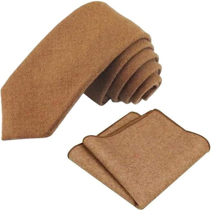 Cravate Fine En Laine De Luxe Pour Homme Avec Poche Carrée[x9511] Camel ...