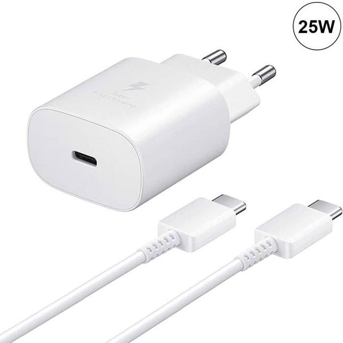 Chargeur Rapide 25W USB-C - E.F.CONNECTION - Blanc - Câble USB-C 1M ...