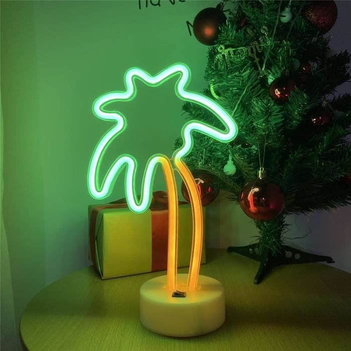 Néons Palmiers,Enseigne Au Néon Cocotier Avec Support De Base Alimenté ...