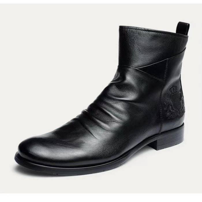 Bottines Chelsea Homme en PU Noir - Style Rétro Élégant - Fermeture ...