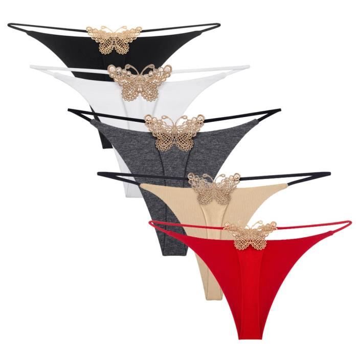 String Femme Sexy String sans Couture T-Back Strings Papillon Culottes ...