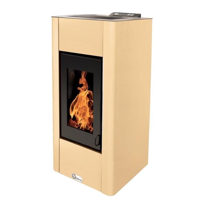 OPTIMO Poêle à granulés carré étanche AMIATA blanc crème 12kW - Cdiscount Bricolage