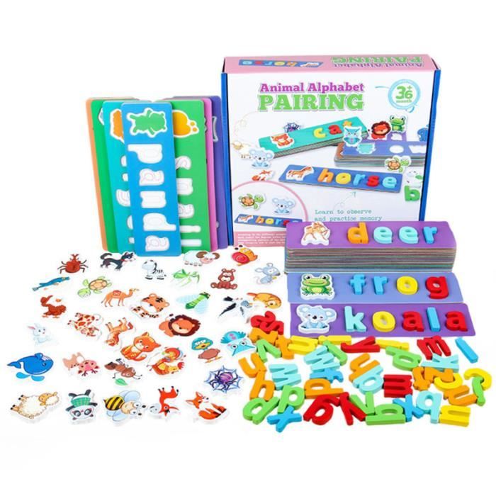1 jeu de cartes Flash alphabet animaux appariement jouets lettres en ...