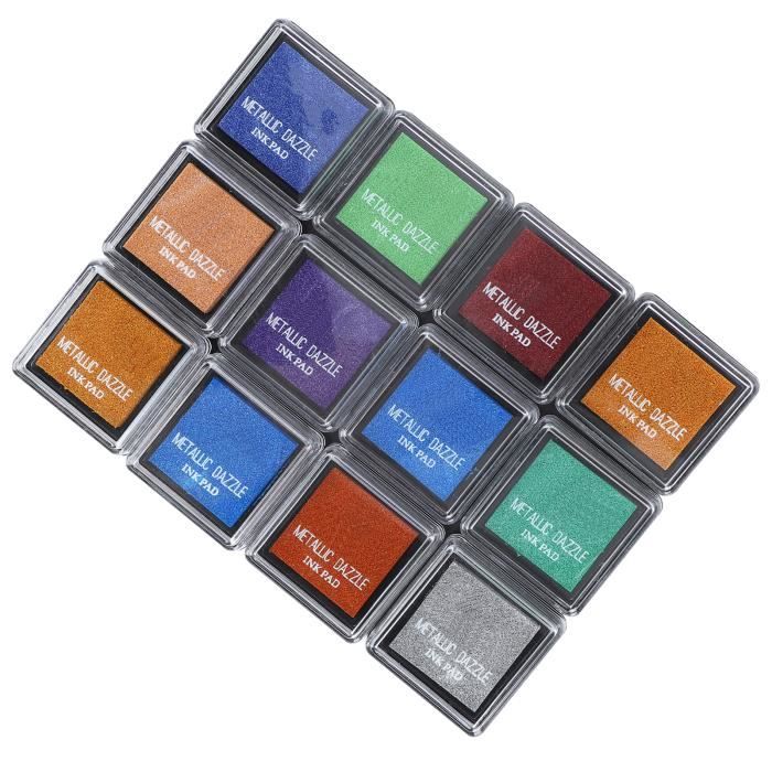 SALALIS Tampon encreur artisanal 12pcs Tampon Encreur Timbre Métallique ...