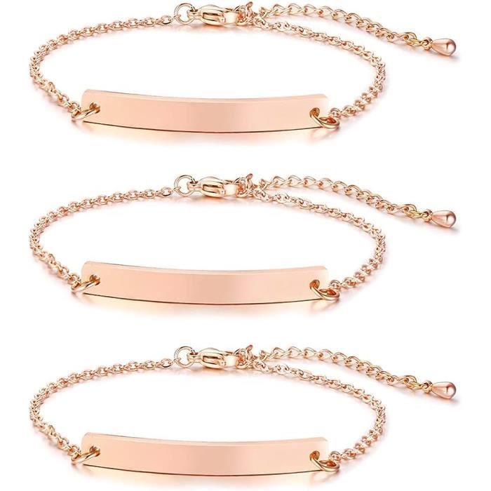 Bracelet Femme Personnalisé Gravés Noms Acier Inoxydable Bracelet ...