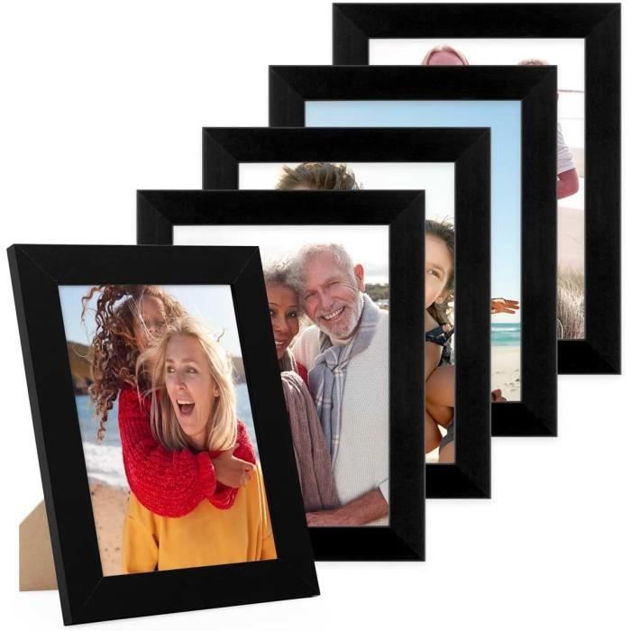 Cadre Photo 15 X 20 Cm Bois Mdf Noir, Cadre Large Bord, Lot De 5 Cadres ...