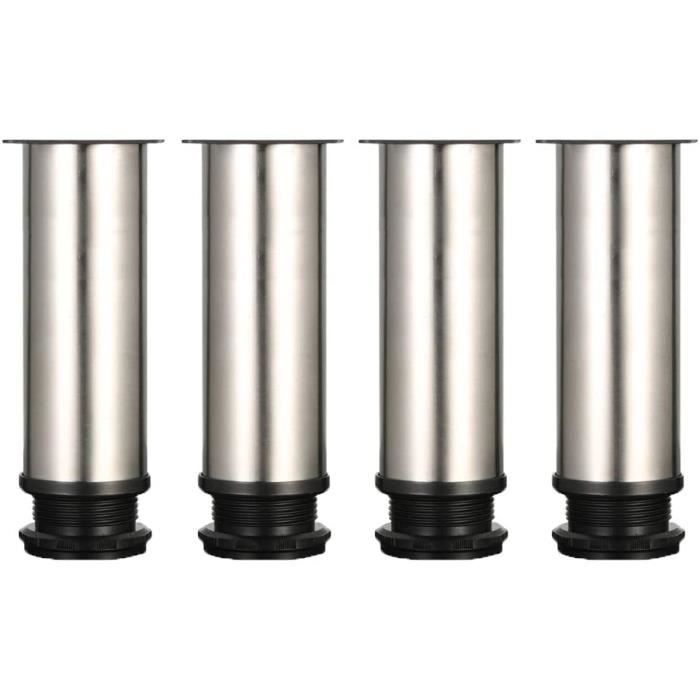 UNI 4x Pied de Meuble Réglable Inox Rond Diamètre 5cm Hauteur 25cm ...