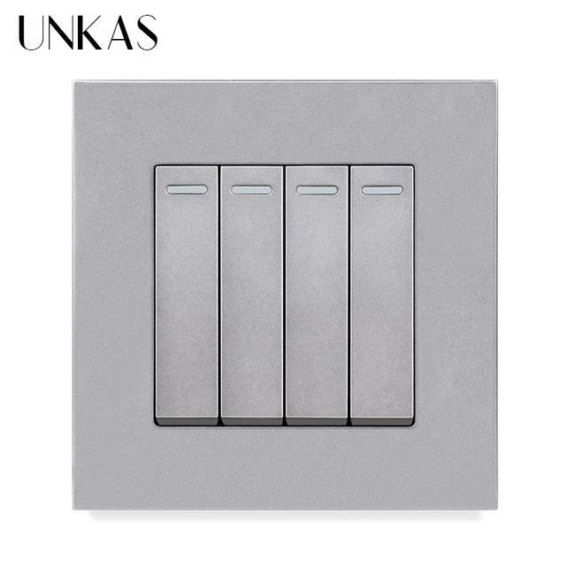INTERRUPTEUR,Gray 4 Gang-1 Way--UNKAS panneau plastique PC Style Simple ...