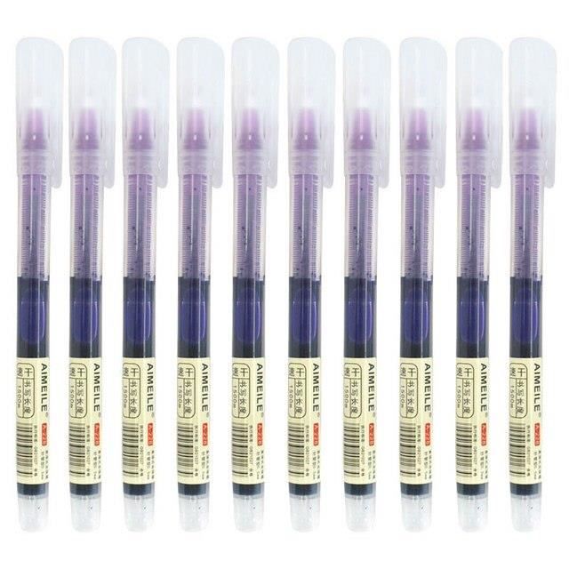 STYLO,Purple-10pcs--Stylo à encre Gel liquide lisse, 8 couleurs, 0.5mm ...