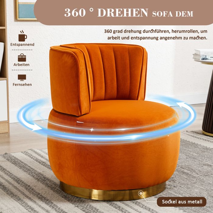 Chaise Pivotante Ronde 62,5×62×69,5cm - OKWISH - Dossier Confortable ...